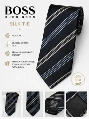 Hugo Boss | Accessories | Hugo Boss Silk Midnight Navy Blue Pinstripe ...